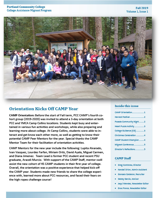 Newsletters | College Assistance Migrant Program (CAMP) at PCC