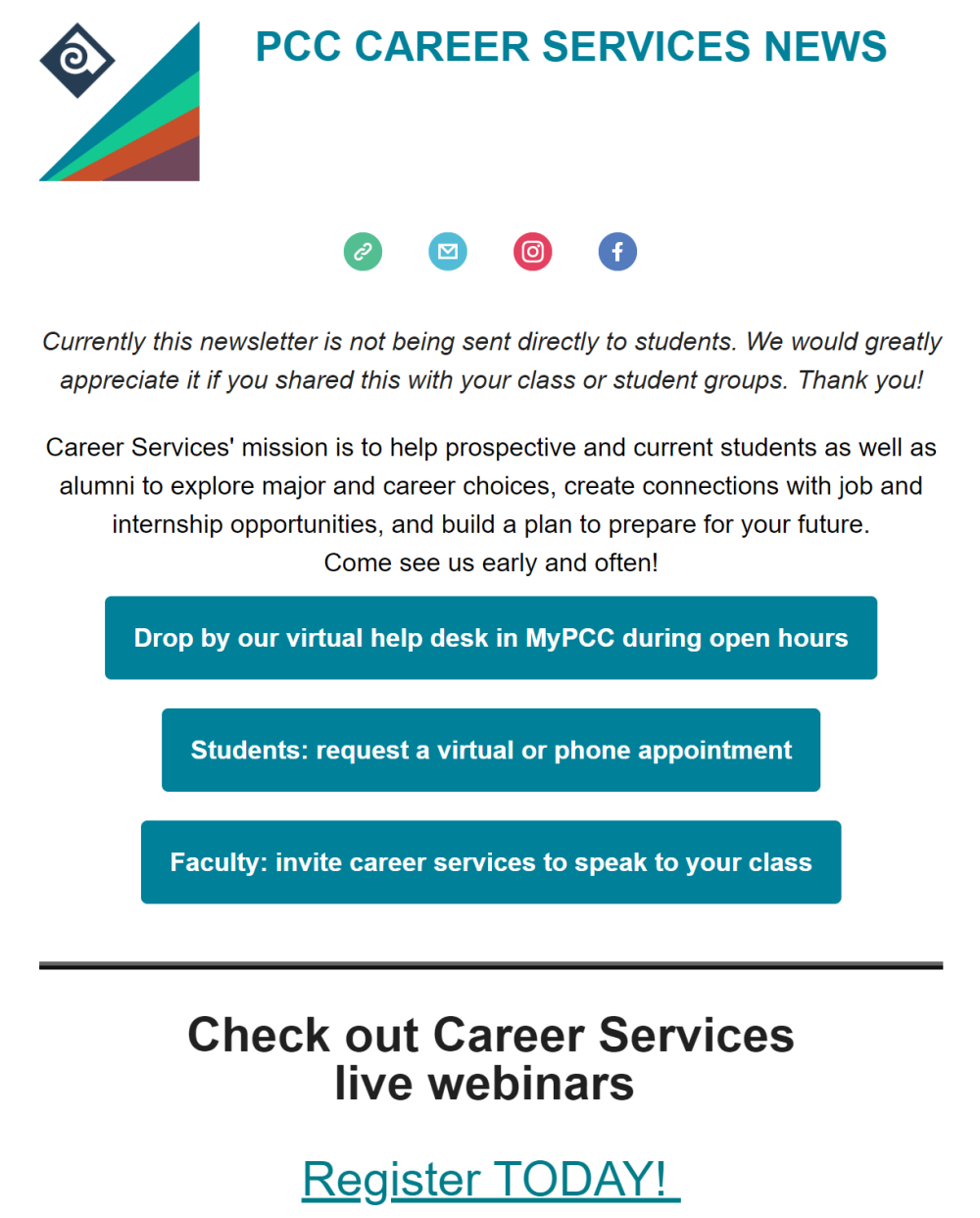 Career Services newsletter | Career Services at PCC