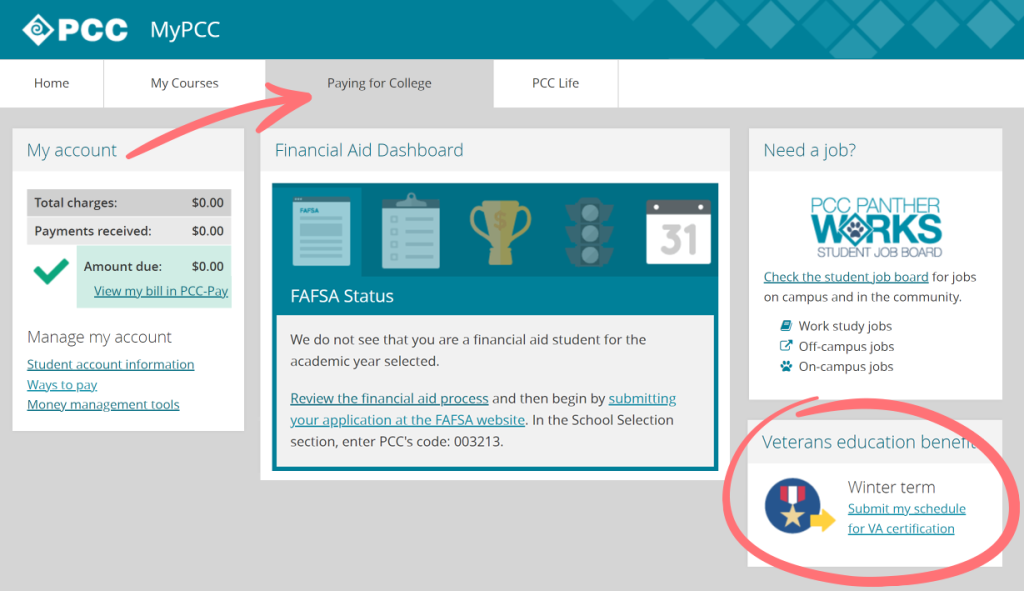Submit your schedule | Enroll at PCC