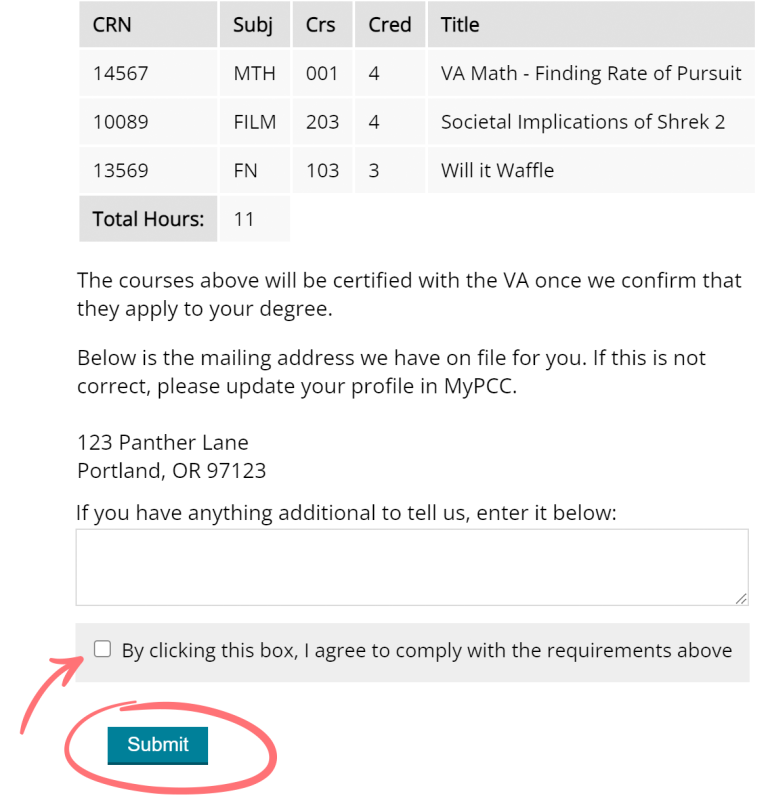 Submit your schedule | Enroll at PCC