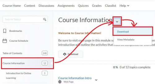 Downloading Content in D2L Brightspace | Learning Technology Help Desk ...