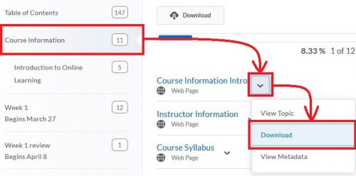 Downloading Content in D2L Brightspace | Learning Technology Help Desk ...