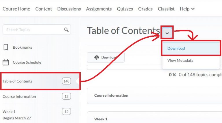 Downloading Content in D2L Brightspace | Learning Technology Help Desk ...
