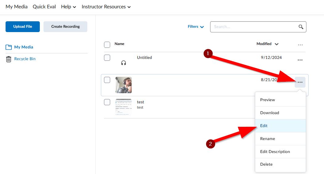 Modifying Video/Audio Note Captions | Instructional Support at PCC