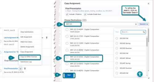 Copy an Assignment Using “Copy to Other Courses” fr… | Instructional ...
