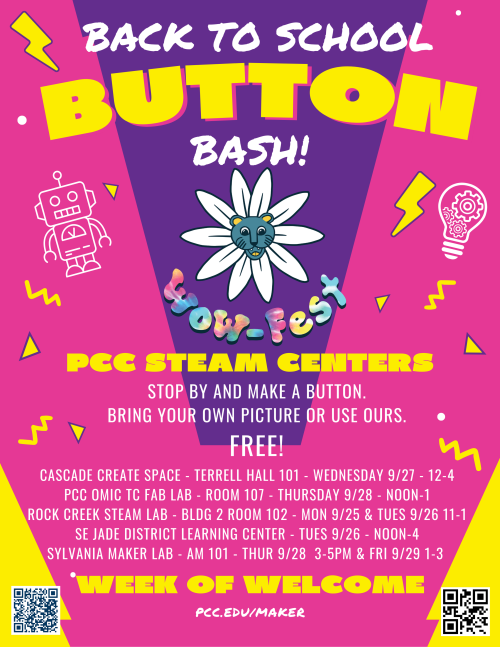 Back to School Button Bash | STEAM Centers at PCC