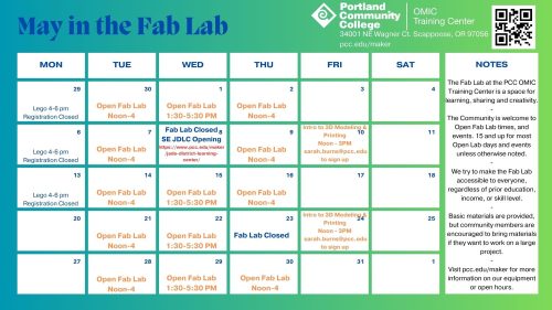 May in the OMIC Fab Lab | STEAM Centers at PCC