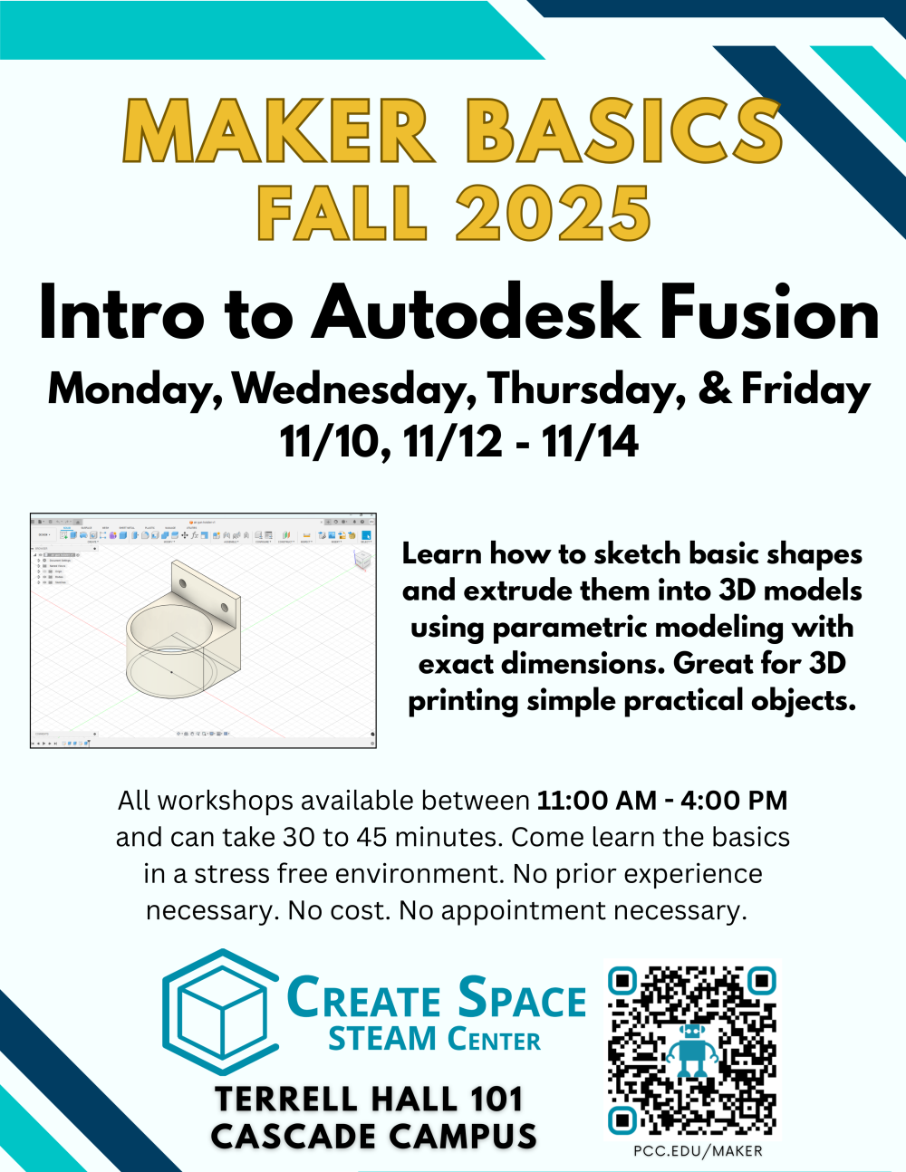 Intro to Autodesk Fusion Workshop at the Cascade Create Space | STEAM ...