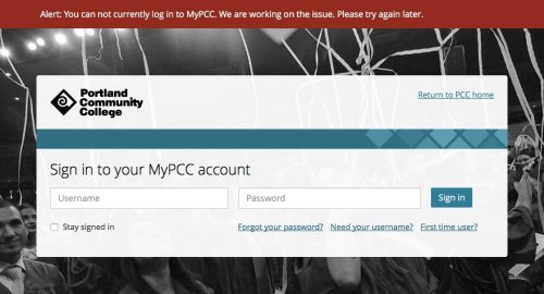 Login page | Web services at PCC