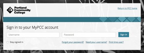 Login page | Web services at PCC