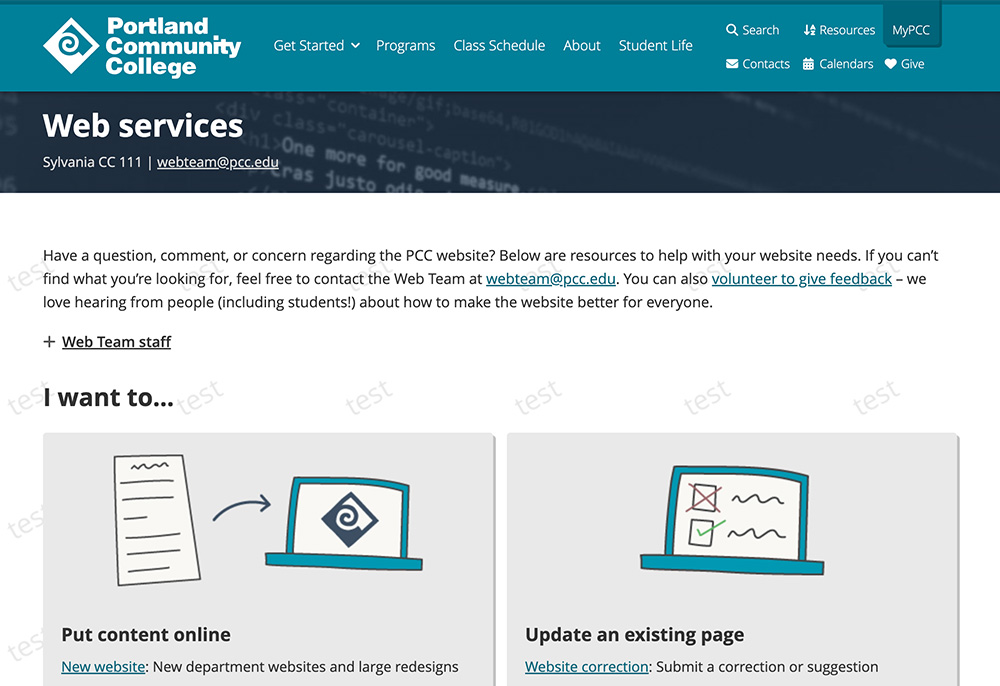 Development | Web services at PCC